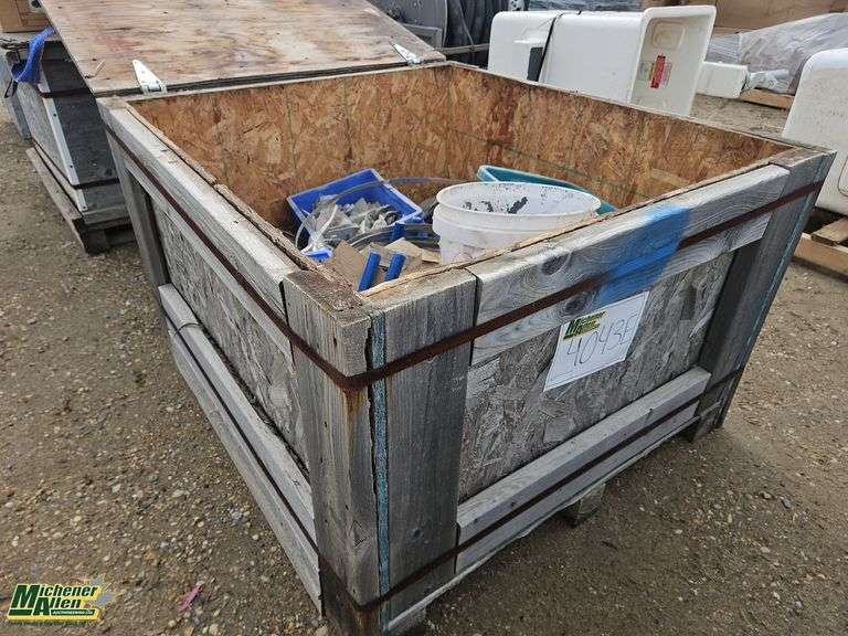 Crate With Assorted Fasteners And Heavy Duty Lug Nuts Michener Allen