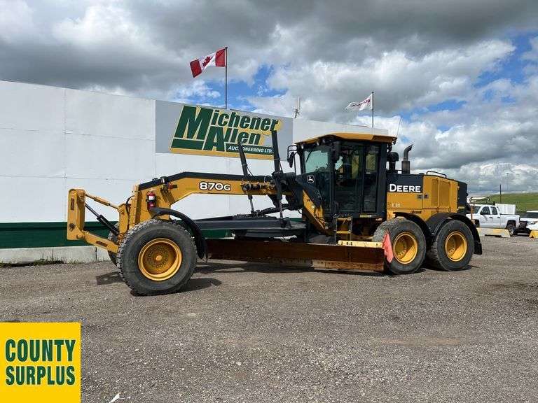 2017 John Deere 870G Grader Snow Wing, Front Lift Group - Michener ...
