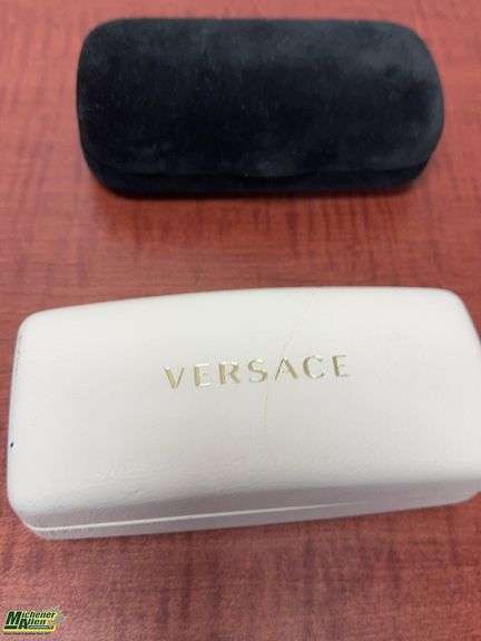 White Versace Sunglasses Case with Cloth And Black Gucci Eyeglass case ...