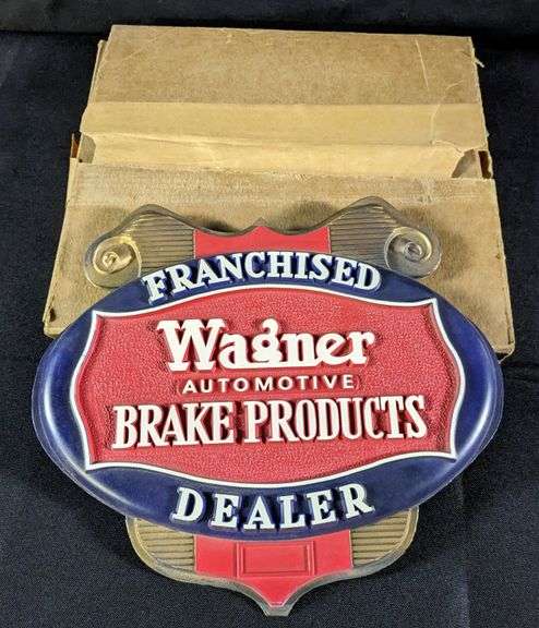 NOS PLASTIC SIGN WAGNER BRAKE PRODUCTS - Millers Auction Co.