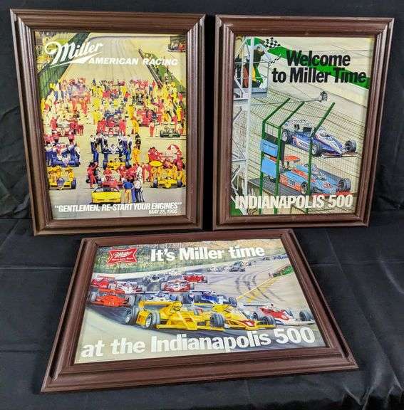SET OF 3 MLLER HIGH LIFE BEER INDY INDIANAPOLIS 500 SIGNS - Millers ...