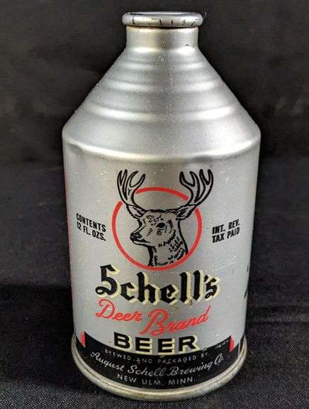 SCHELL'S DEER BRAND NEW ULM MN CROWNTAINER CONE TOP BEER CAN - Millers ...