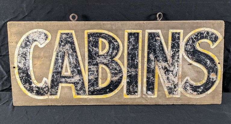 CABINS WOOD SIGN - Millers Auction Co.