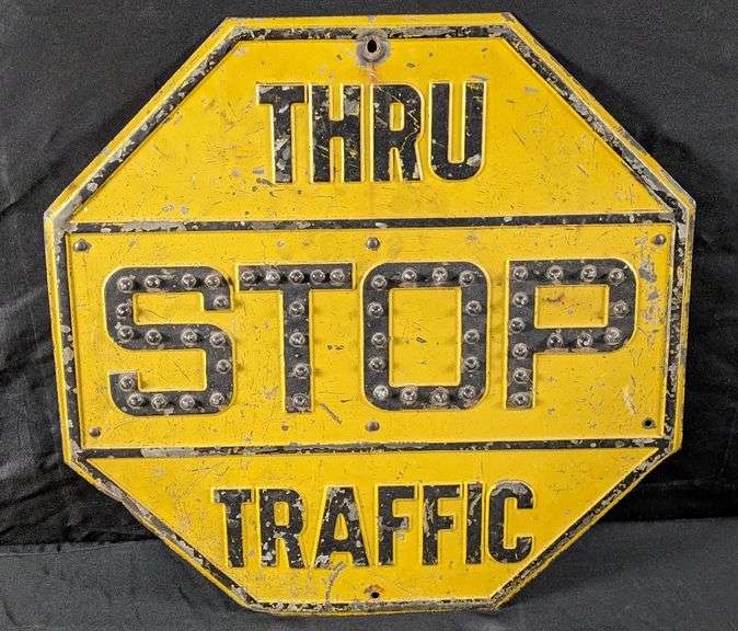 EMBOSSED STEEL GLASS MARBLE REFLECTOR THRU TRAFFIC STOP SIGN - Millers ...