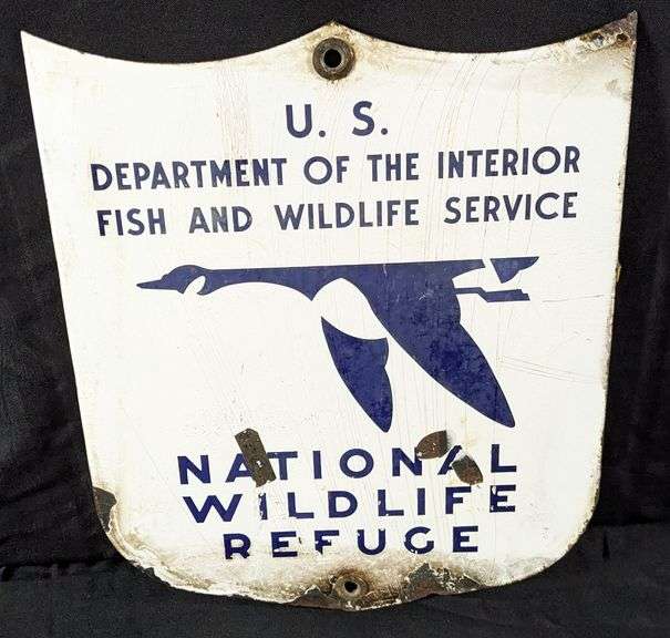 PORCELAIN SIGN US FISH & WILDLIFE SERVICE NATIONAL WILDLIFE REFUGE ...
