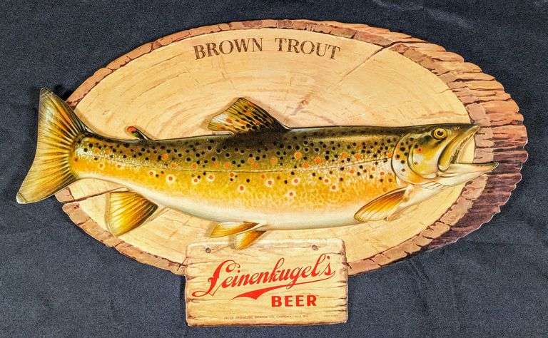 LEINENKUGELS BEER BROWN TROUT FISH SIGN CHIPPEWA FALLS WI - Millers ...