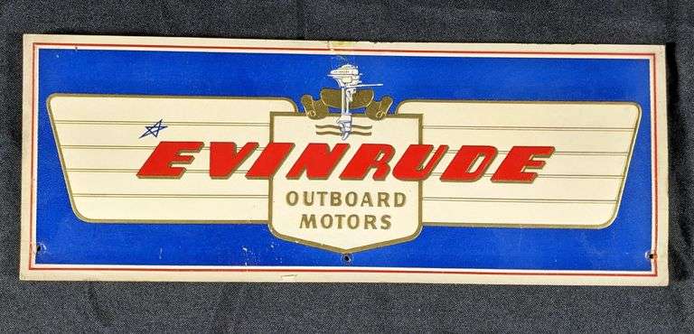 EVINRUDE OUTBOARD MOTORS SIGN - Millers Auction Co.