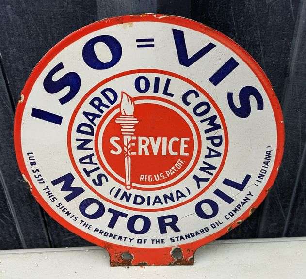 PORCELAIN LUBESTER SIGN ISO VIS MOTOR OIL STANDARD OIL CO - Millers ...