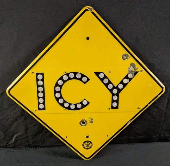 PORCELAIN REFLECTOR SIGN ICY CALIFORNIA DIV OF HIGHWAYS - Millers ...