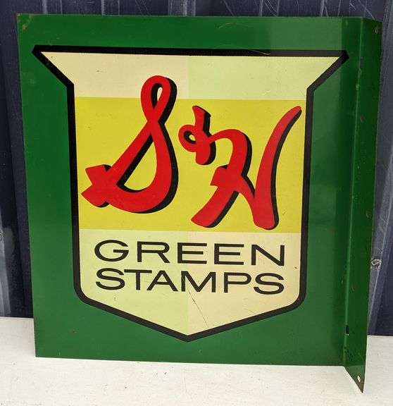 TIN FLANGE SIGN S&H GREEN STAMPS - Millers Auction Co.