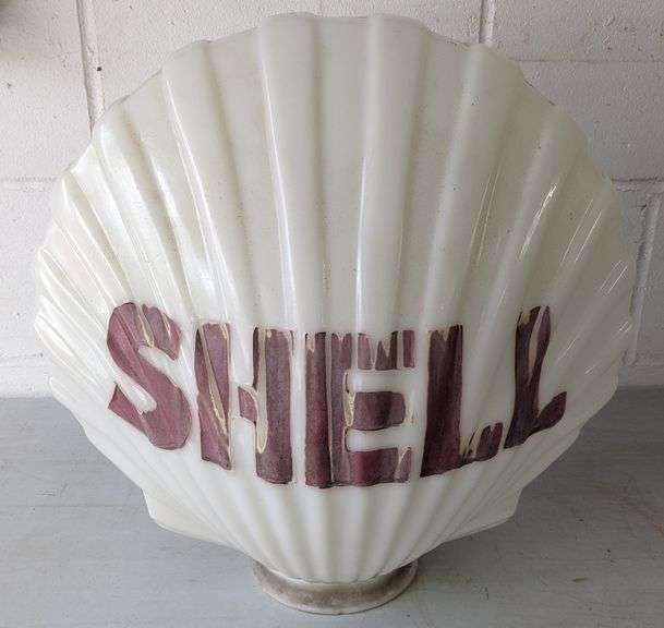 SHELL OIL CO CLAM SHELL GAS PUMP GLOBE - Millers Auction Co.