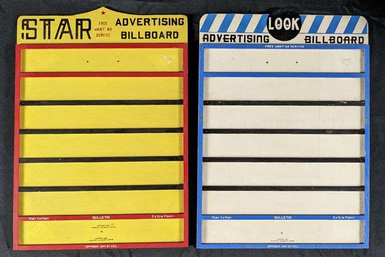 TWO 1954 CBS ADVERTISING BILLBOARD SIGN - Millers Auction Co.