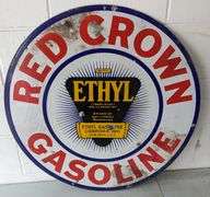 PORCELAIN SIGN RED CROWN ETHYL GASOLINE - Millers Auction Co.