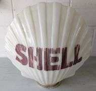 SHELL OIL CO CLAM SHELL GAS PUMP GLOBE - Millers Auction Co.