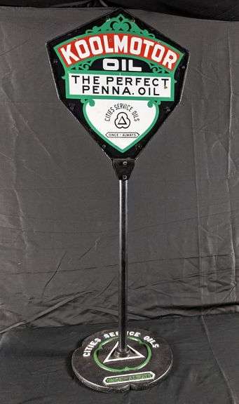 PORCELAIN CURB SIGN CITIES SERVICE KOOLMOTOR THE PERFECT PENNSYLVANIA ...