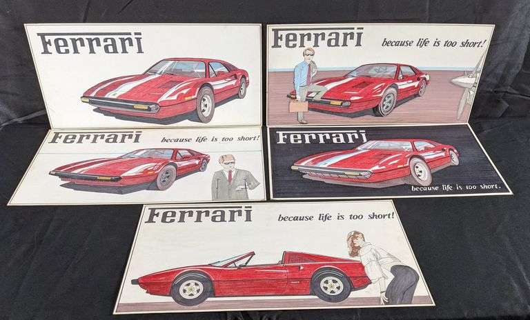 SET OF 5 EARLY 1980'S FERRARI DEALERSHIP SIGNS - Millers Auction Co.