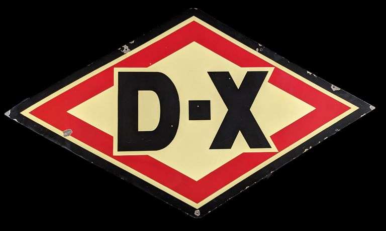 PORCELAIN SIGN D-X GASOLINE DOUBLE SIDED - Millers Auction Co.