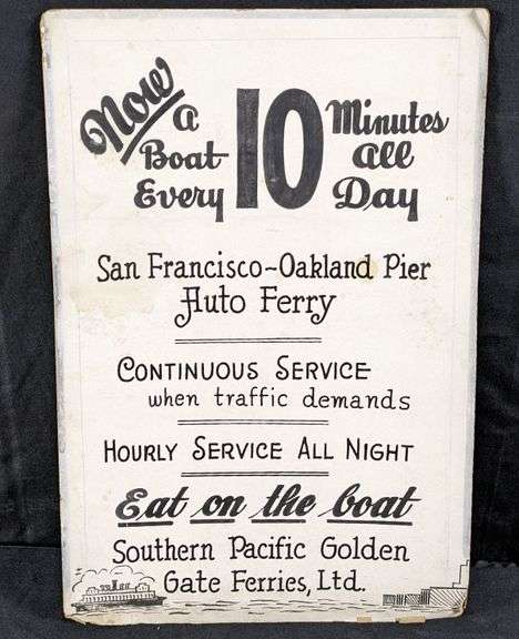 SOUTHERN PACIFIC GOLDEN GATE FERRIES AUTO FERRY SAN FRANCISCO - OAKLAND ...