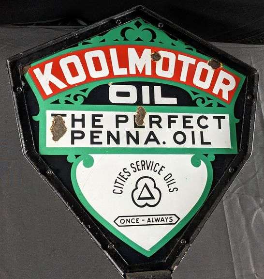 PORCELAIN CURB SIGN CITIES SERVICE KOOLMOTOR THE PERFECT PENNSYLVANIA ...