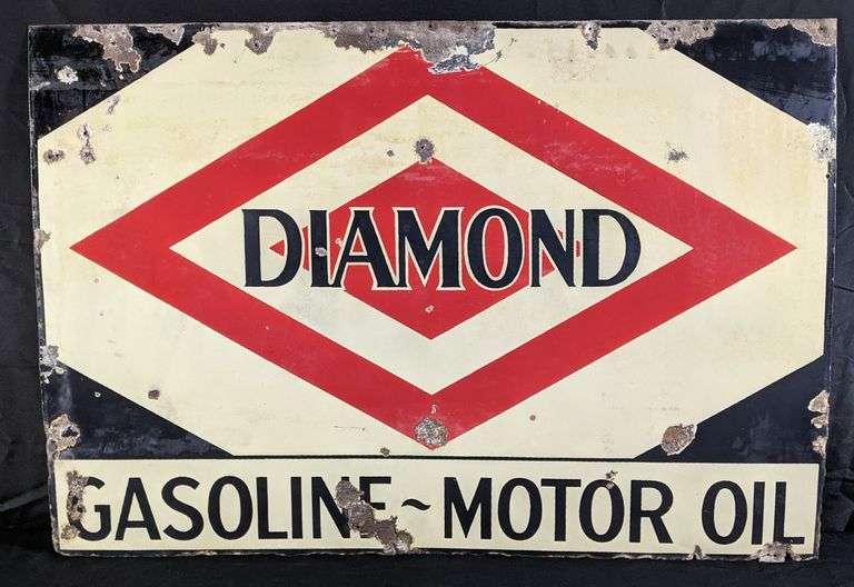 PORCELAIN SIGN DIAMOND GASOLINE MOTOR OIL DOUBLE SIDED - Millers ...