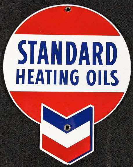PORCELAIN TRUCK DOOR SIGN STANDARD HEATING OILS - Millers Auction Co.