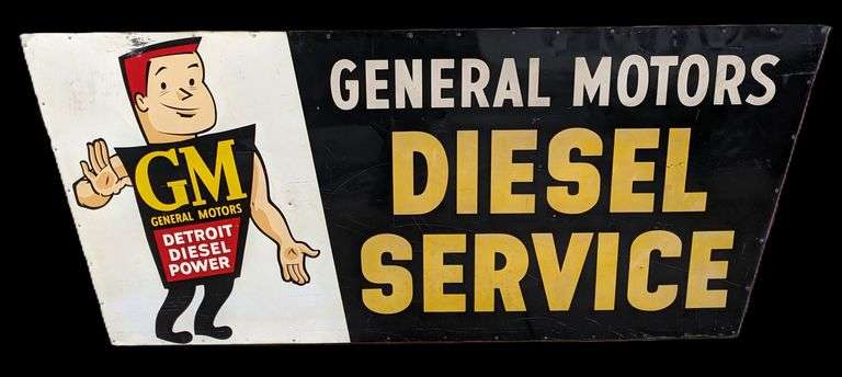 RARE TIN SIGN GM GENERAL MOTORS DETROIT DIESEL POWER DIESEL SERVICE ...