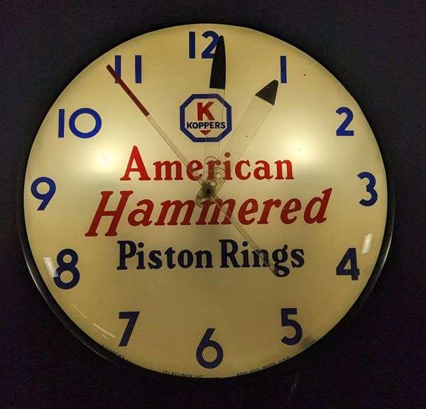 KOPPERS AMERICAN HAMMERED PISTON RINGS CLOCK - Millers Auction Co.