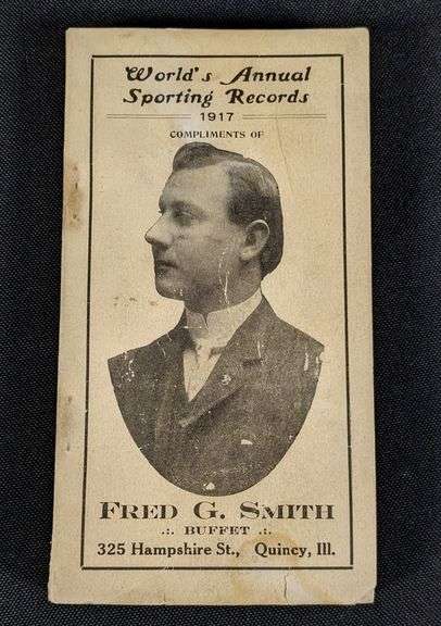 1917 WORLDS ANNUAL SPORTING RECORDS BOOK FRED G SMITH QUINCY ILLINOIS ...