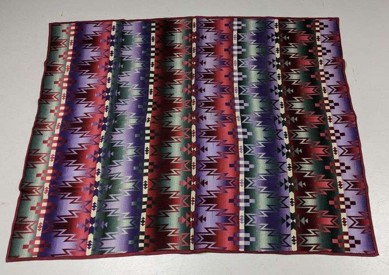 71X58" VINTAGE COTTON BEACON CAMP BLANKET NATIVE AMERICAN INDIAN DESIGN ...