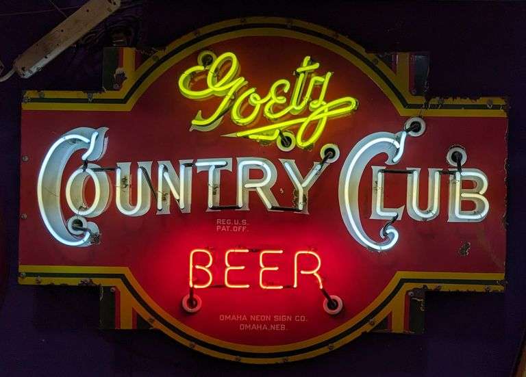 PORCELAIN NEON SIGN GOETZ COUNTRY CLUB BEER ST JOSEPH MO - Millers ...