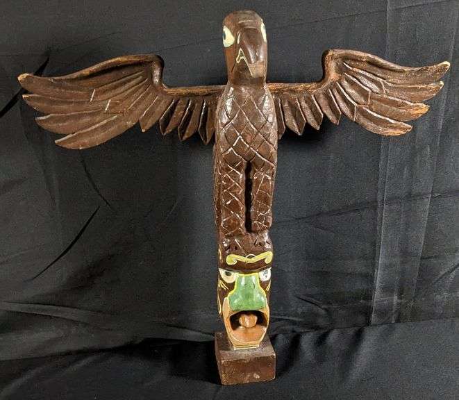 LARGE VINTAGE CARVED WOOD TOTEM POLE INDIAN TOURIST TRADE PACIFIC ...
