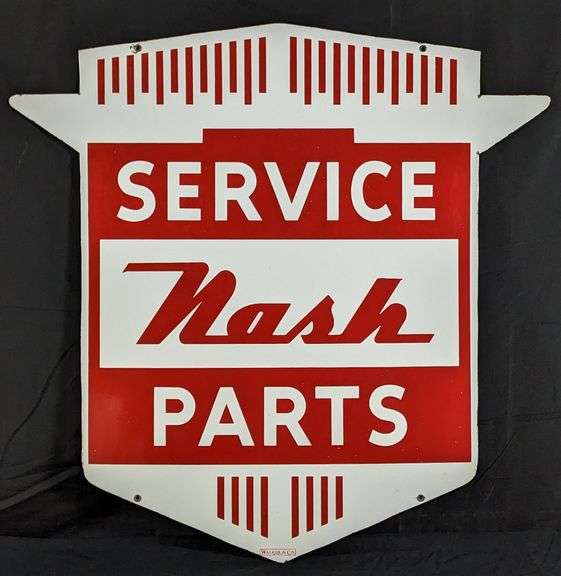 PORCELAIN SIGN NASH SERVICE & PARTS (2 SIDED) - Millers Auction Co.