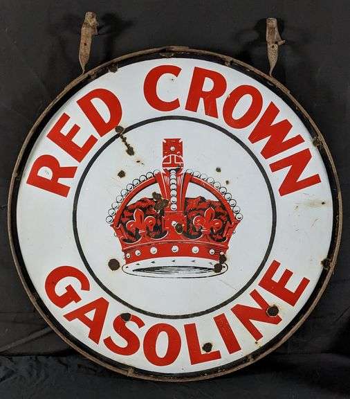 PORCELAIN SIGN STANDARD OIL RED CROWN GASOLINE (2 SIGNS IN ORIGINAL ...