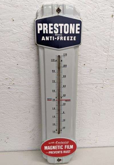 PORCELAIN THERMOMETER SIGN PRESTONE ANTI FREEZE WITH EXCLUSIVE MAGNETIC ...