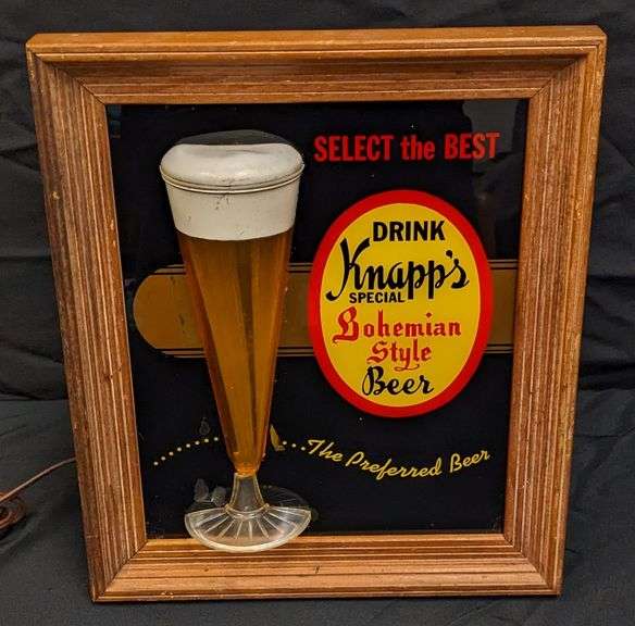 LIGHTED BUBBLER SIGN DRINK KNAPPS BOHEMIAN STYLE BEER NEW LONDON ...