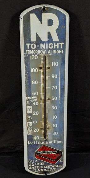 PORCELAIN THERMOMETER SIGN NR TO-NIGHT NATURES REMEDY LAXATIVES ...