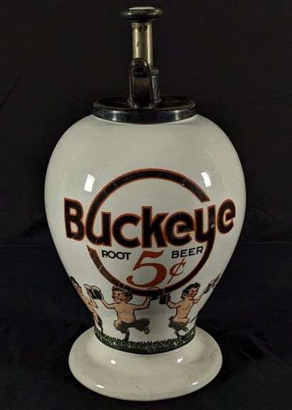 BUCKEYE ROOT BEER 5¢ SODA FOUNTAIN SYRUP DISPENSER - Millers Auction Co.
