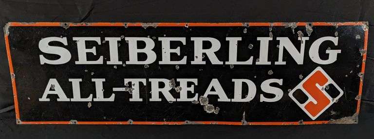 PORCELAIN SIGN SEIBERLING ALL-TREAD TIRES - Millers Auction Co.