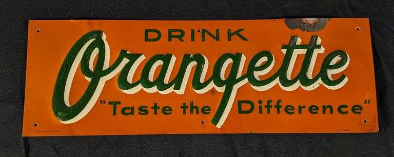 EMBOSSED TIN SIGN DRINK ORANGETTE "TASTE THE DIFFERENCE" - Millers ...