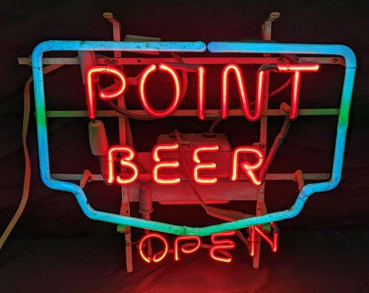POINT BEER OPEN NEON SIGN STEVENS POINT WISCONSIN - Millers Auction Co.