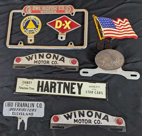 9 LICENSE PLATE TOPPERS & LICENSE PLATE FRAME - Millers Auction Co.