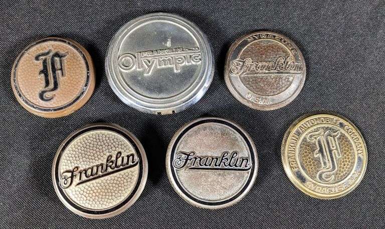 6 FRANKLIN AUTOMOBILE RADIATOR BADGE EMBLEMS - Millers Auction Co.