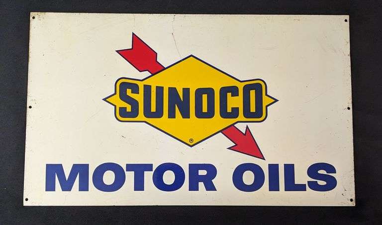 TIN RACK SIGN SUNOCO MOTOR OILS - Millers Auction Co.