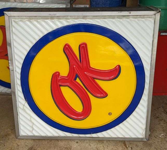 CHEVROLET OK USED CARS OUTDOOR LIGHTED SIGN 2 SIDED - Millers Auction Co.
