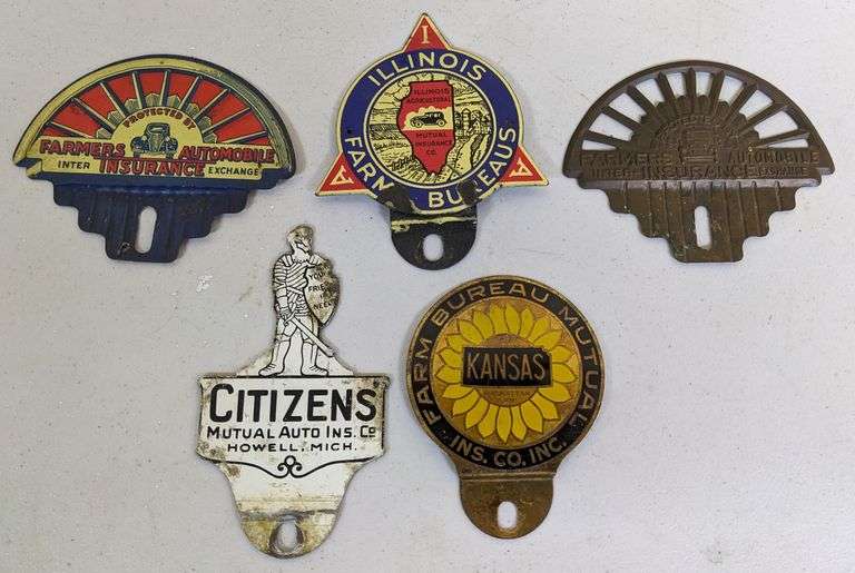 5 INSURANCE CO LICENSE PLATE TOPPERS - Millers Auction Co.
