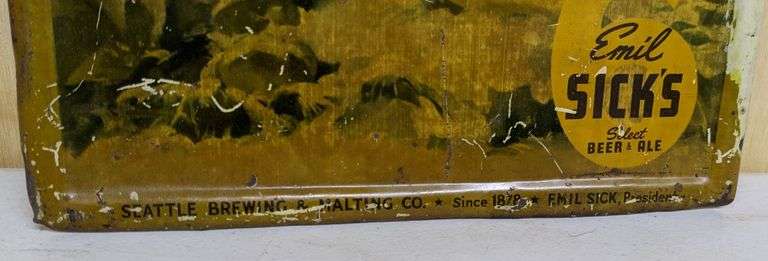 TIN SIGN EMIL SICKS SELECT BEER SEATTLE BREWING & MALTING - Millers ...