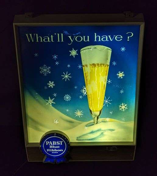 PABST BLUE RIBBON BEER LIGHTED MOTION SIGN - Millers Auction Co.
