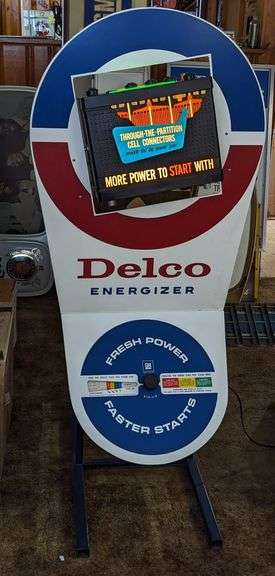 DELCO ENERGIZER BATTERY MOTION LIGHTED SIGN DISPLAY - Millers Auction Co.