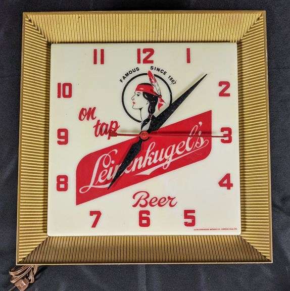 LEINENKUGELS BEER ON TAP LIGHTED CLOCK - Millers Auction Co.