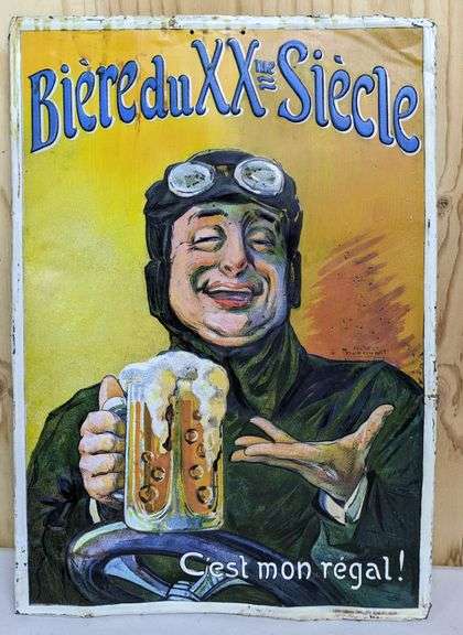 EMBOSSED TIN BEER SIGN BIERRE DU XX MESIECLE ALBERT DORFINANT - Millers ...